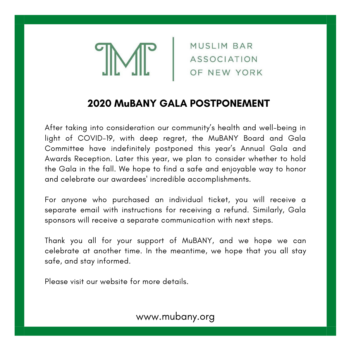 2020 MuBANY Gala | Muslim Bar Association of New York